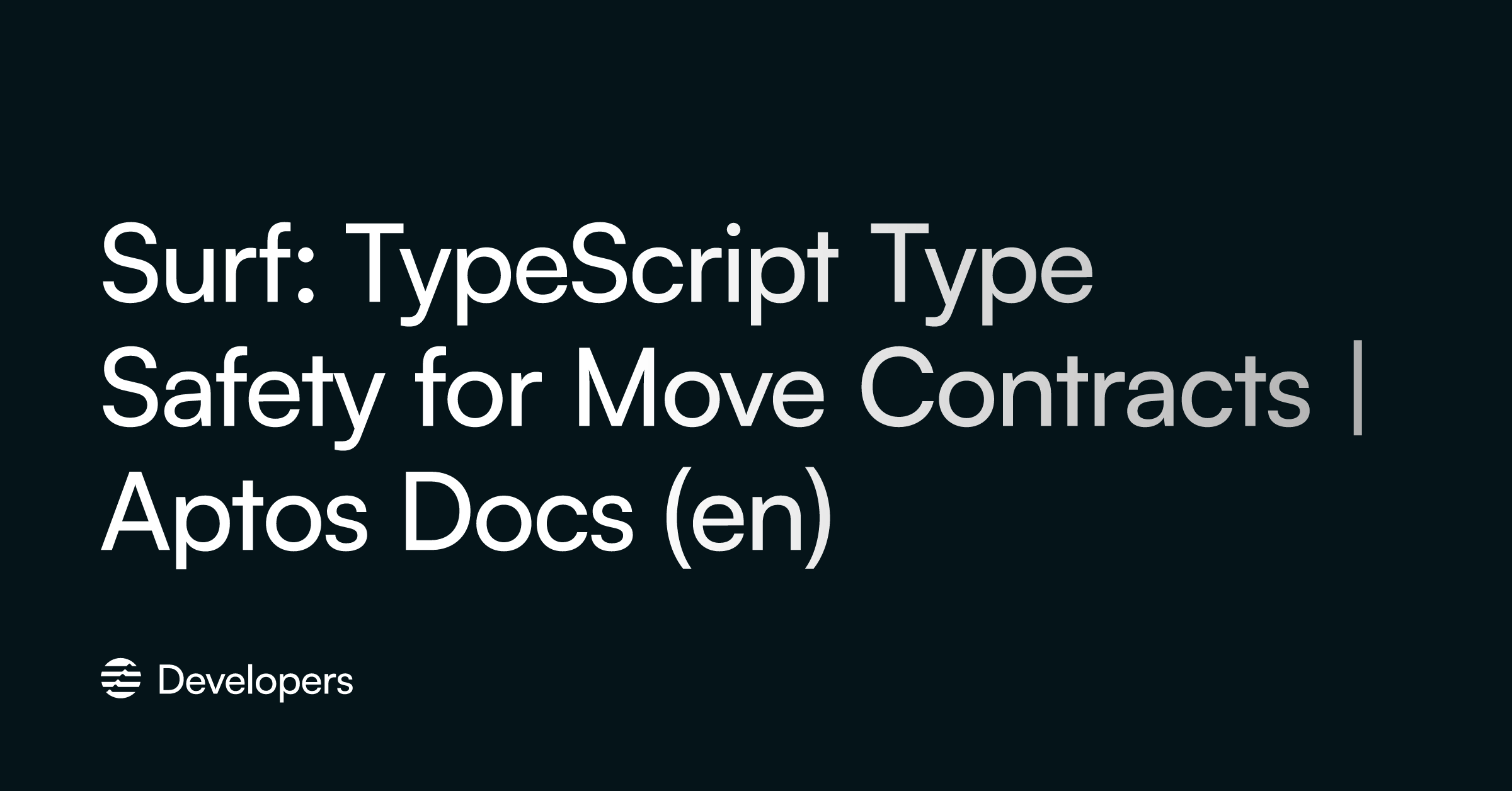 Surf Typescript Type Safety For Move Contracts Aptos Docs En